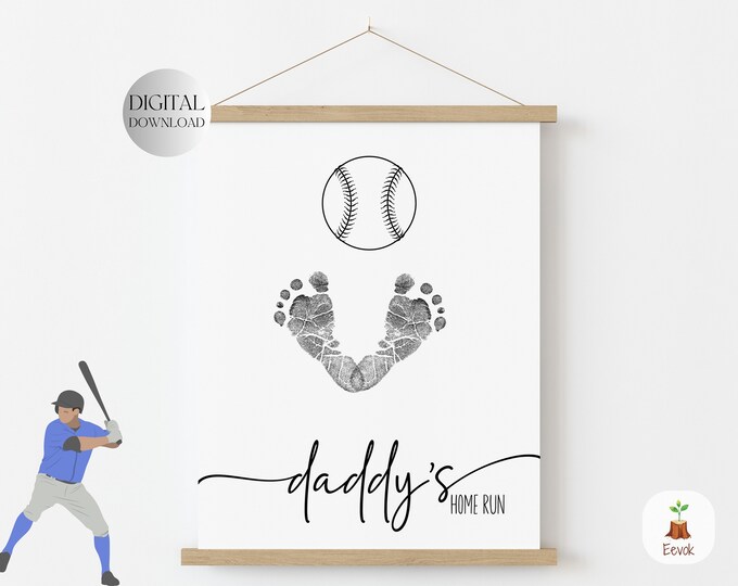 Home Run Handprint Art Craft DIY, Fathers Day Baseball Handprint Craft ...