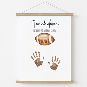 PRINTABLE Football Handprint Craft, Fathers Day Football Footprint 1st ...