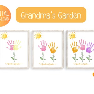 Printable Mother's Day Gift for Grandma, Grandma's Garden Handprint ...
