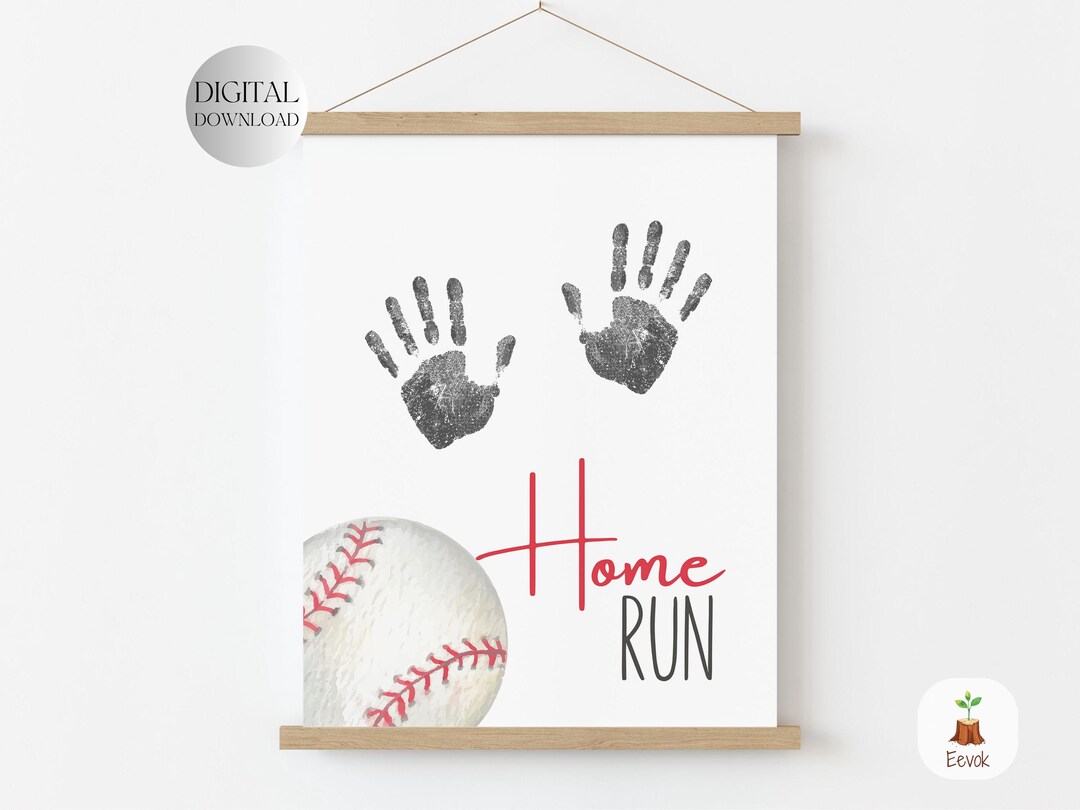 PRINTABLE Baseball Handprint Craft, Fathers Day Baseball Footprint ...