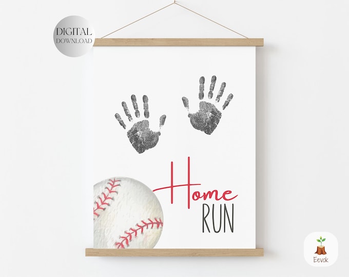 Home Run Handprint Art Craft DIY, Fathers Day Baseball Handprint Craft ...