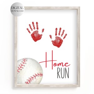 PRINTABLE Baseball Handprint Craft, Fathers Day Baseball Footprint ...
