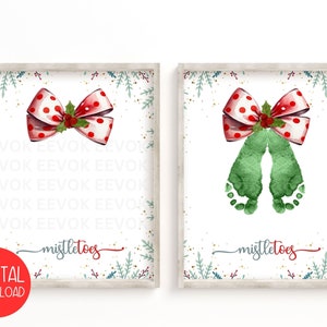 Printable Mistletoes Footprint Art, Foot Print Craft, Baby First ...