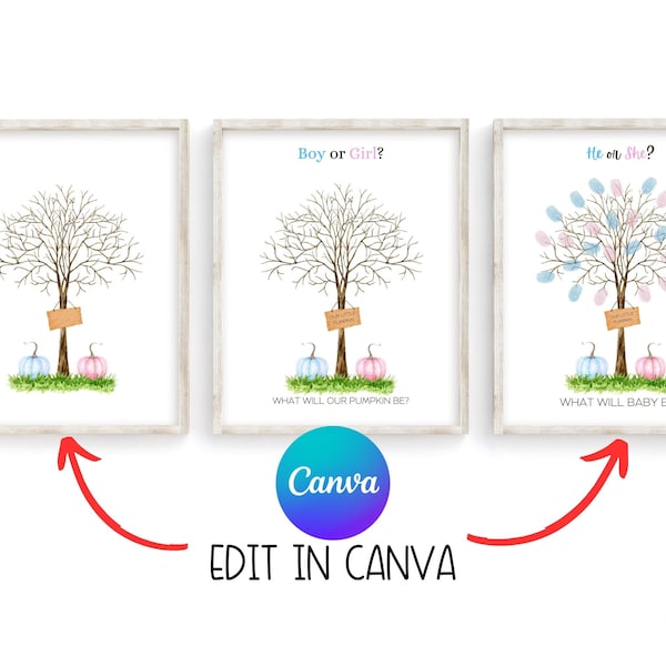 Gender Reveal Fingerprint Canvas Tree - Etsy