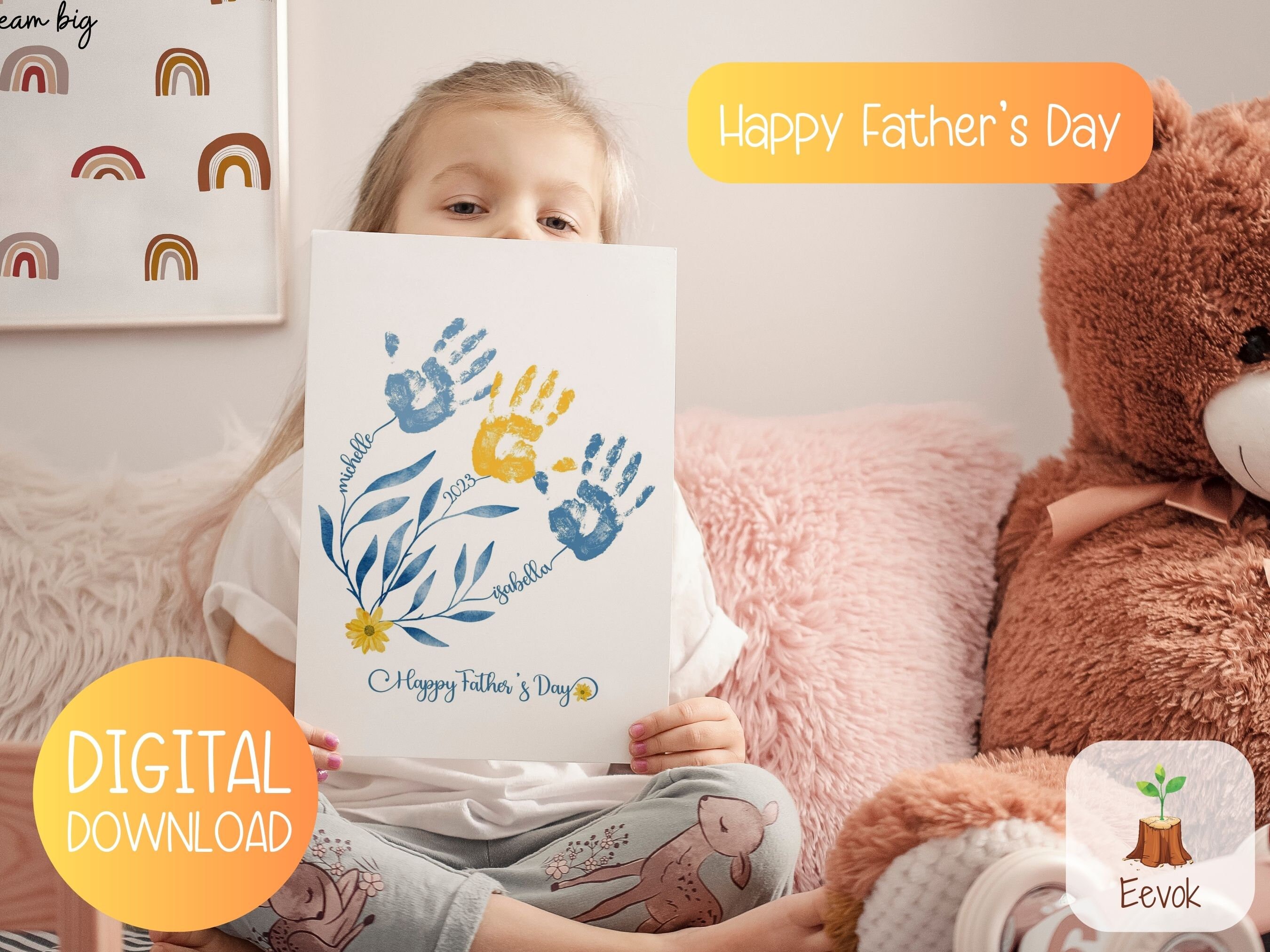Custom Father's Day Card Handprint Craft for Father's - Etsy