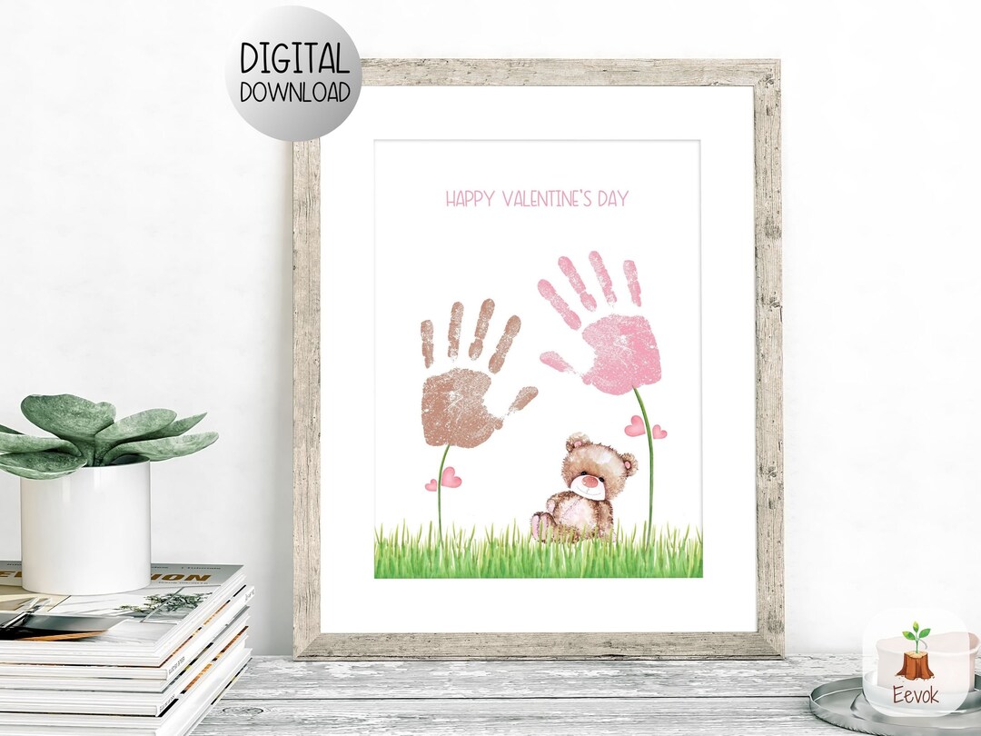 Printable Valentines Day Handprint Craft, Valentine's Day Craft for ...