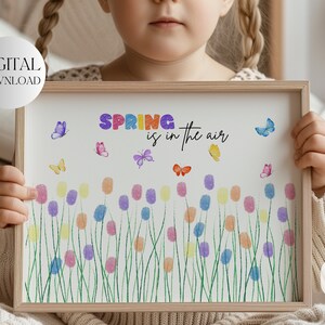 Printable Preschool Craft, Kids Spring is in the Air Fingerprint Art ...