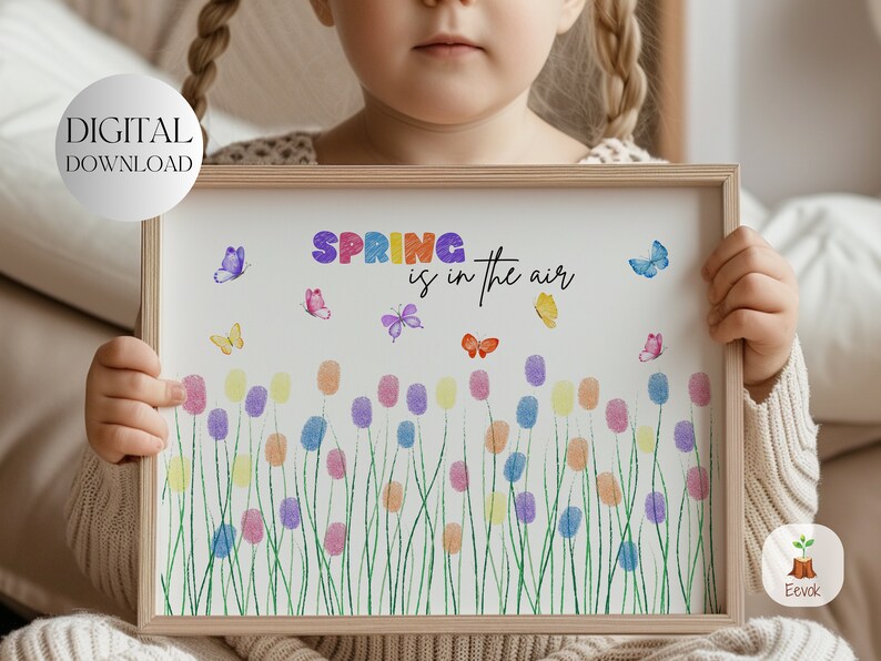 Printable Preschool Craft, Kids Spring is in the Air Fingerprint Art ...