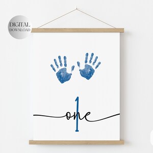 Printable Baby 1st Birthday Milestone, Baby's First Year, Handprint ...