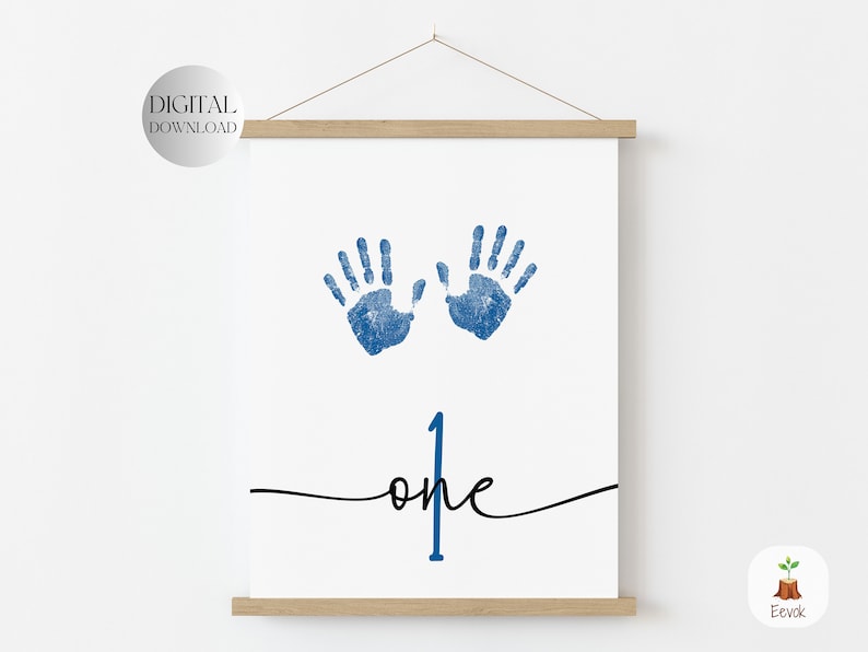 Printable Baby 1st Birthday Milestone, Baby's First Year, Handprint ...