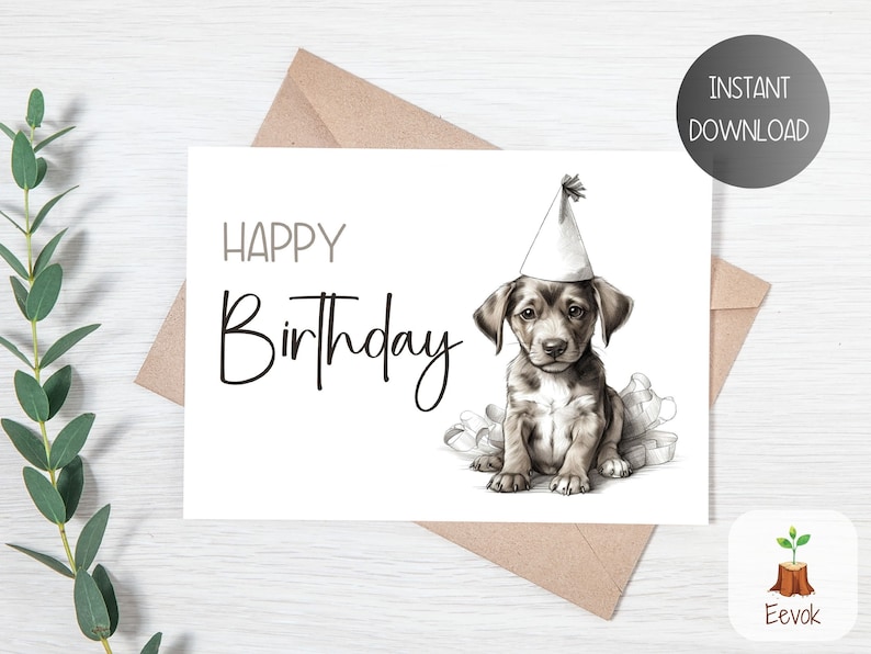 Printable Cute Puppy Birthday Card Dog Birthday Card Dog - Etsy