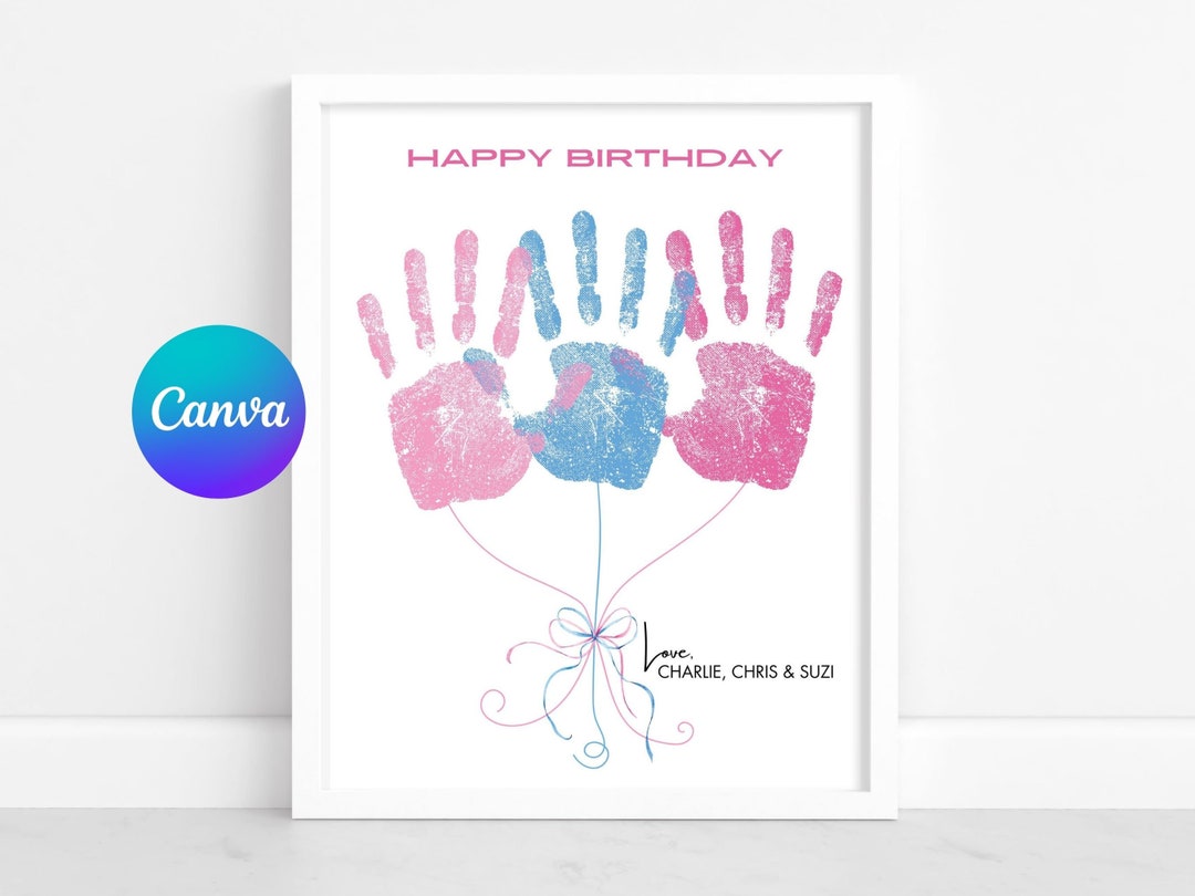 Printable Happy Birthday Handprint Craft, Personalized Handprint ...
