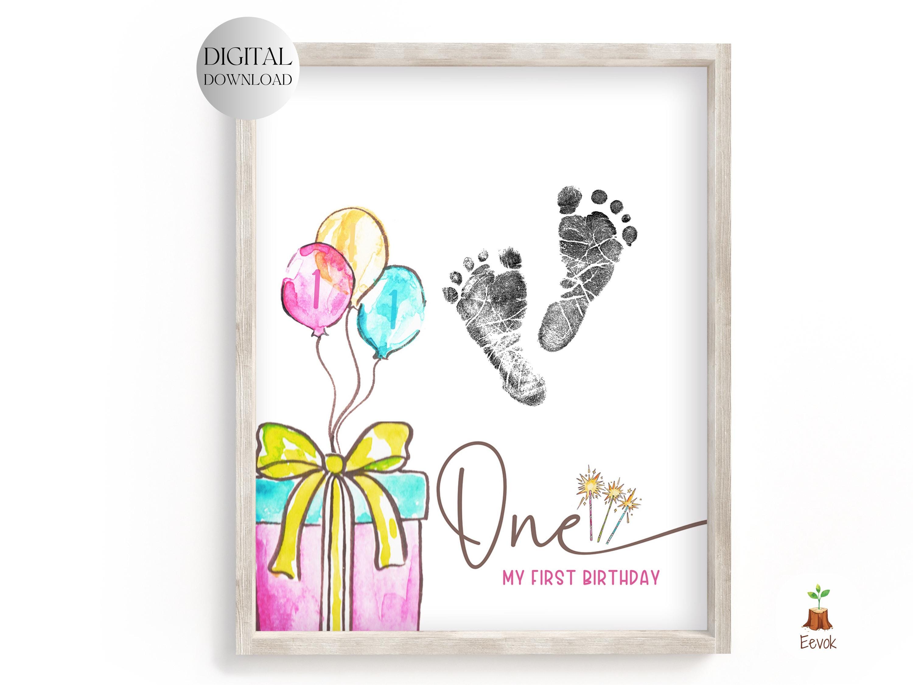 Printable Baby 1st Birthday Milestone, Baby's First Year, Handprint ...