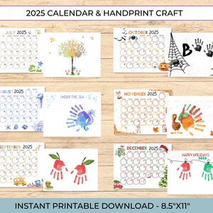 Printable 2025 Kids Calendar Handprint Calendar Art Homeschool Wall ...