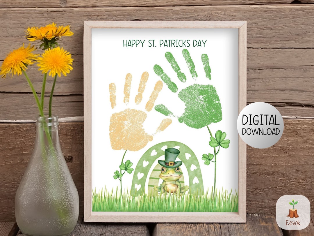 Printable St Patricks Day Handprint Craft, St Patrick's Day Art for ...