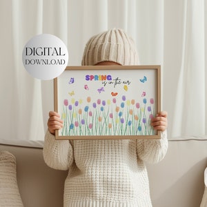 Printable Preschool Craft, Kids Spring is in the Air Fingerprint Art ...