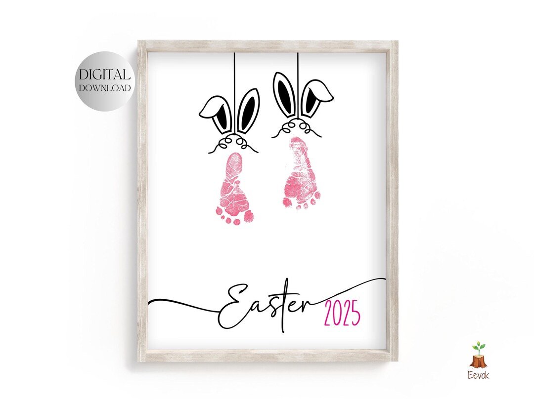Printable Bunny Footprint Art, DIY Easter Handprint Craft Grandma ...