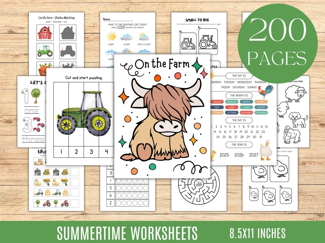 PRINTABLE Preschool Farm Worksheets Farm Activities on the Farm Busy ...