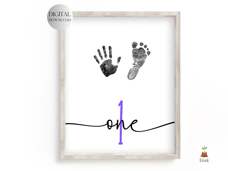 Printable Baby's 1st Birthday Milestone, Baby's First Year, Handprint ...