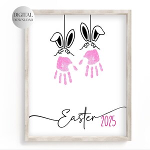 Printable Bunny Footprint Art, DIY Easter Handprint Craft Grandma ...
