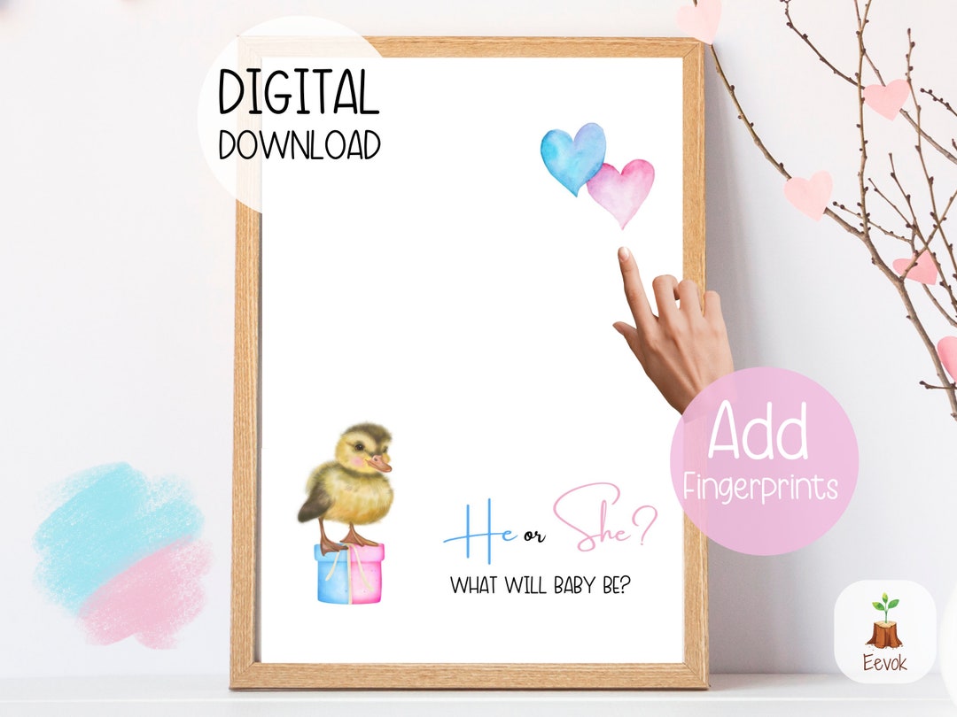 Fingerprint Art Download Gender Reveal Signs Gender Reveal Vote Baby ...