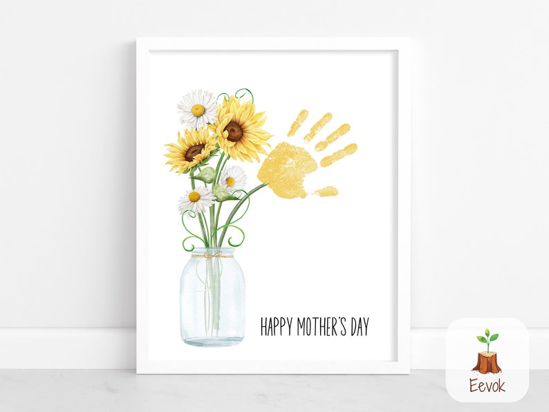 Printable Flower Handprint Craft for Grandma's Garden Flower Jar ...