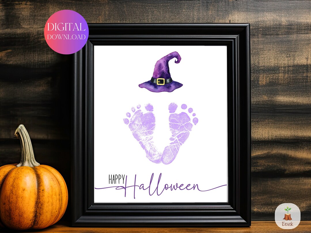PRINTABLE Footprint Halloween Art Craft, Baby Footprint Craft ...