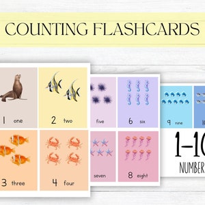 Ocean Animals Flashcards, Under the Sea Animals, Counting Flash Cards ...