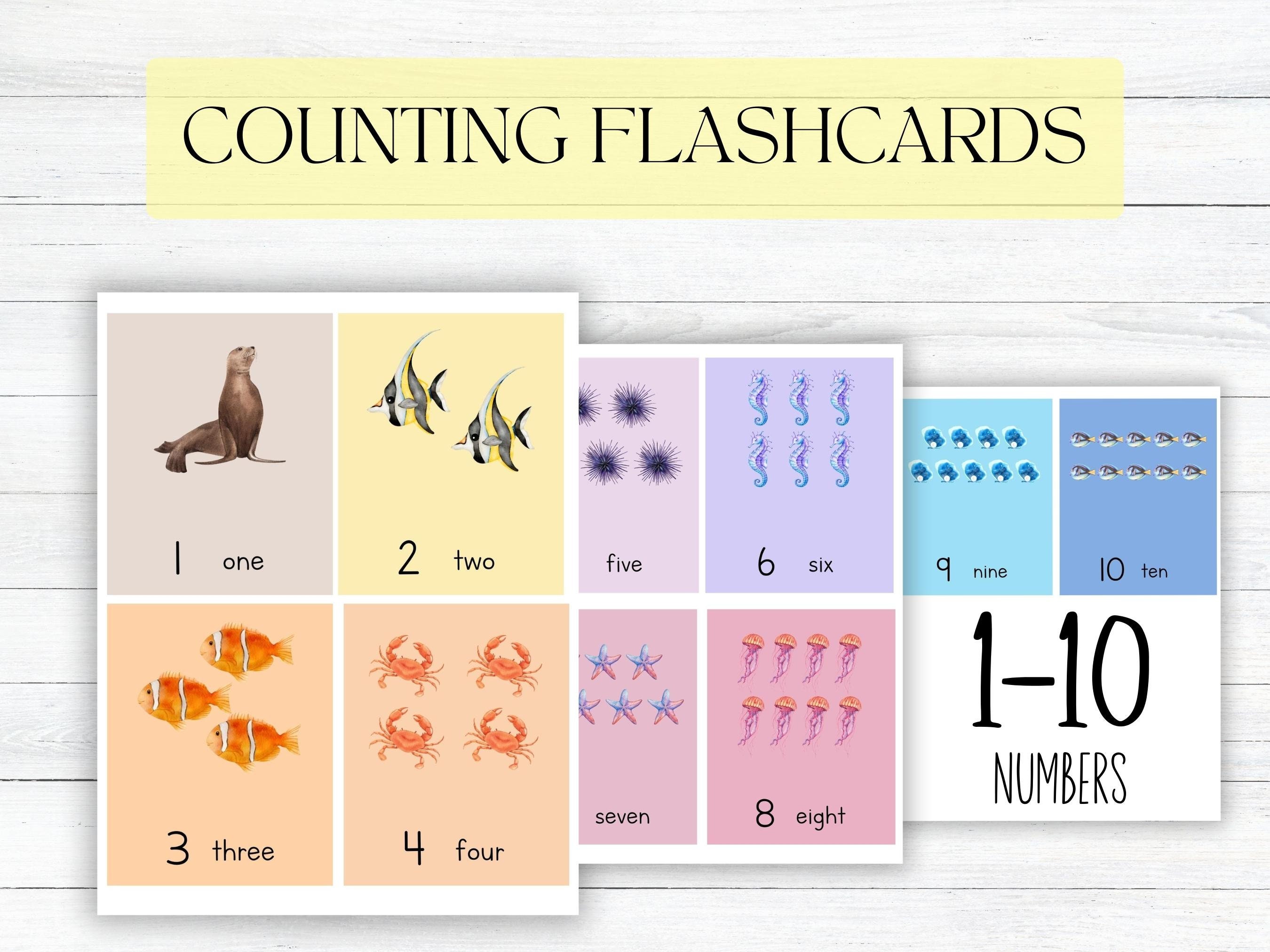 Ocean Animals Flashcards Under the Sea Animals Counting - Etsy