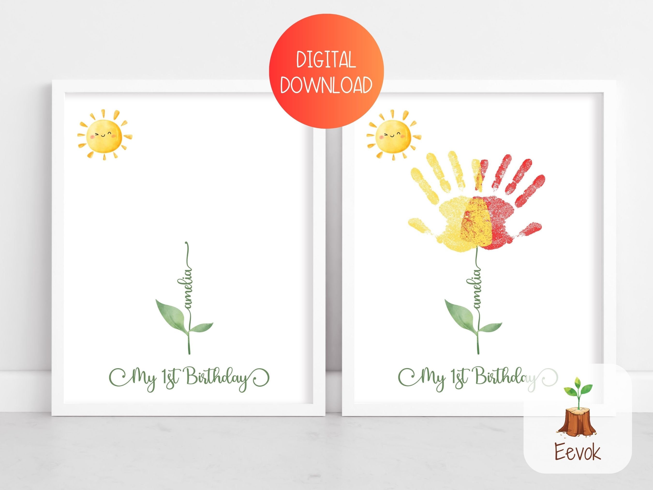 My First Birthday Handprint Keepsake Craft Printable Handprint - Etsy