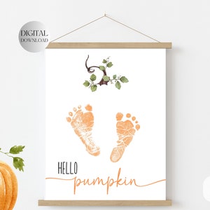 PRINTABLE Footprint Pumpkin Handprint Craft Baby Footprint Thanksgiving ...
