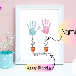 Printable Custom Birthday Card, Printable Birthday Card, Handprint Art ...