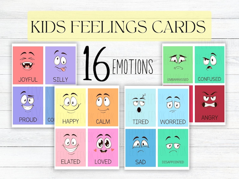 Printable Kids Emotions Flashcards Emotion Flashcard Feelings - Etsy