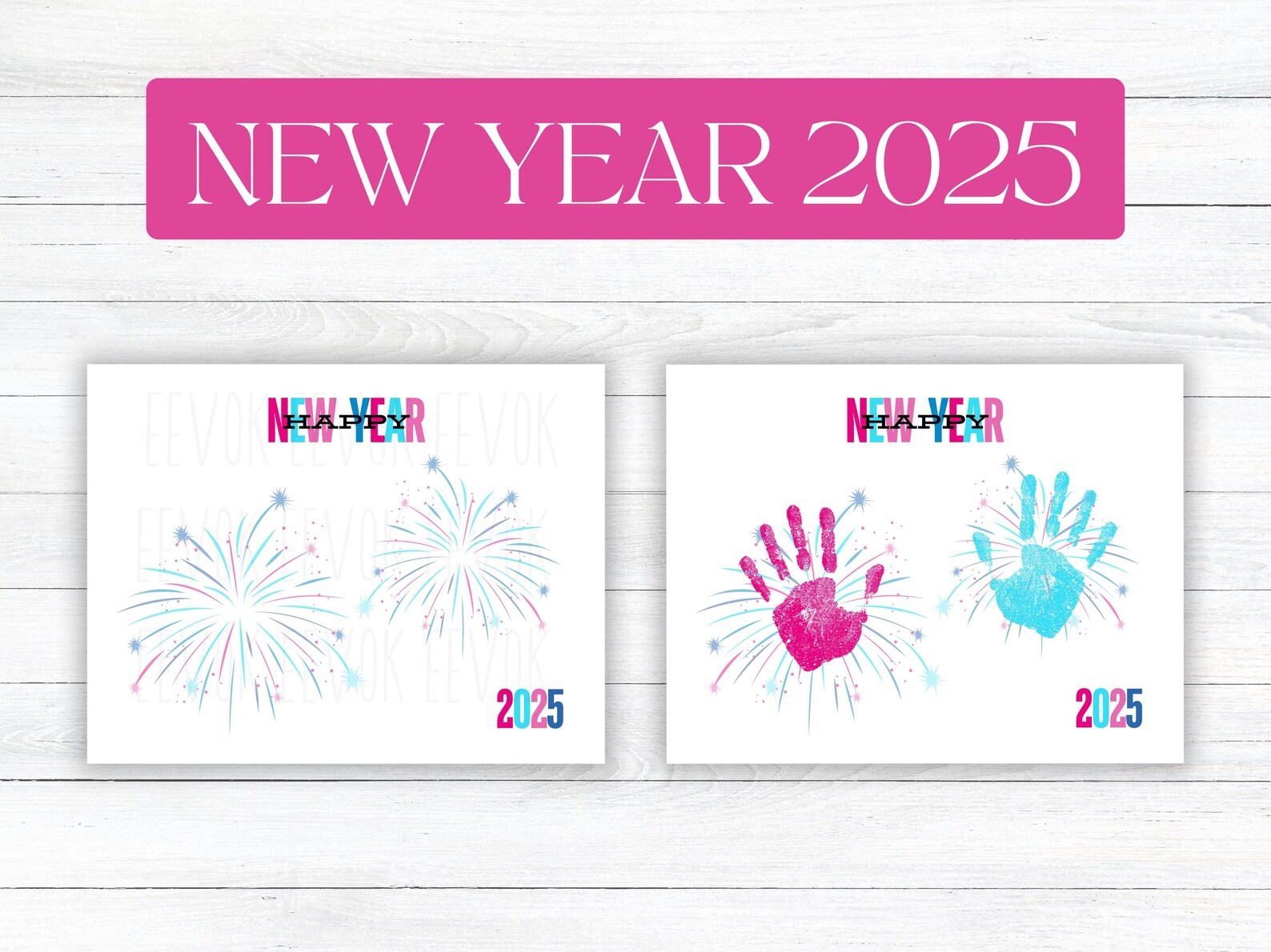 PRINTABLE Happy New Year 2025, Handprint Art Footprint Craft Handprint ...