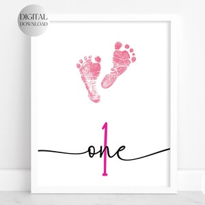 Printable Baby 1st Birthday Milestone, Baby's First Year, Handprint ...
