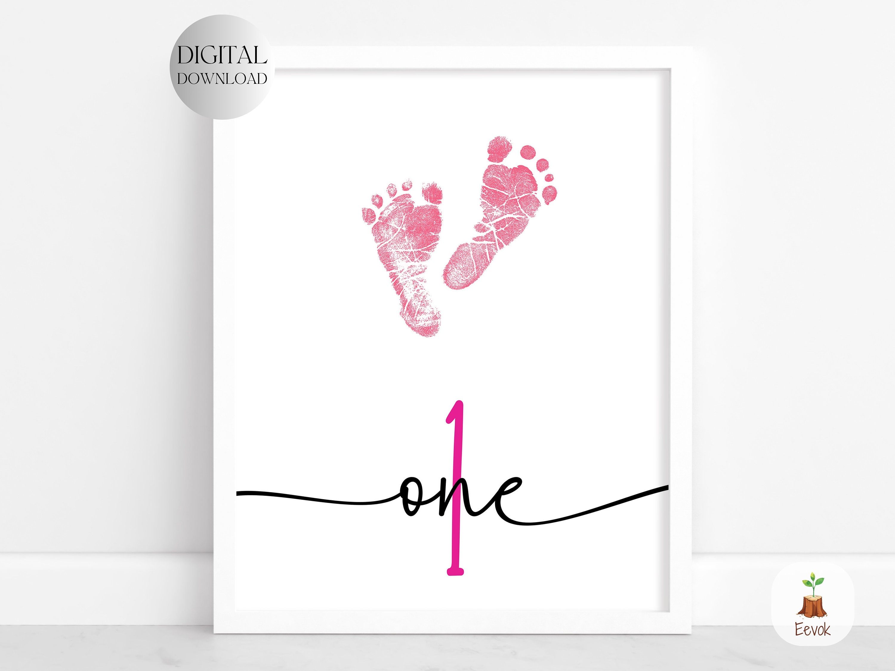 Printable Baby 1st Birthday Milestone, Baby's First Year, Handprint ...