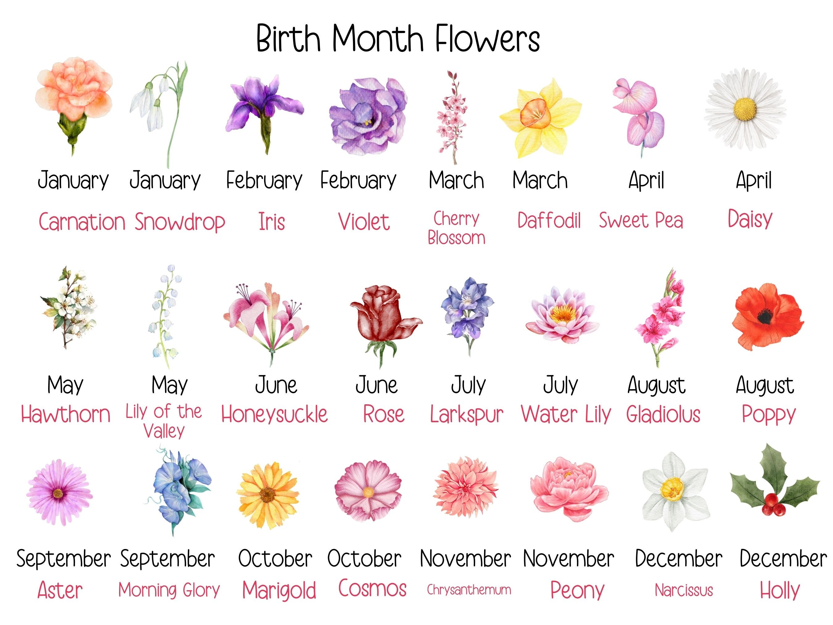 Birth Month Flower Gift Idea Printable Personalized Birth - Etsy