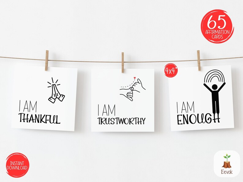 Kids Affirmation Cards, Kids Motivational Cards, I AM Strong, Kids I AM ...
