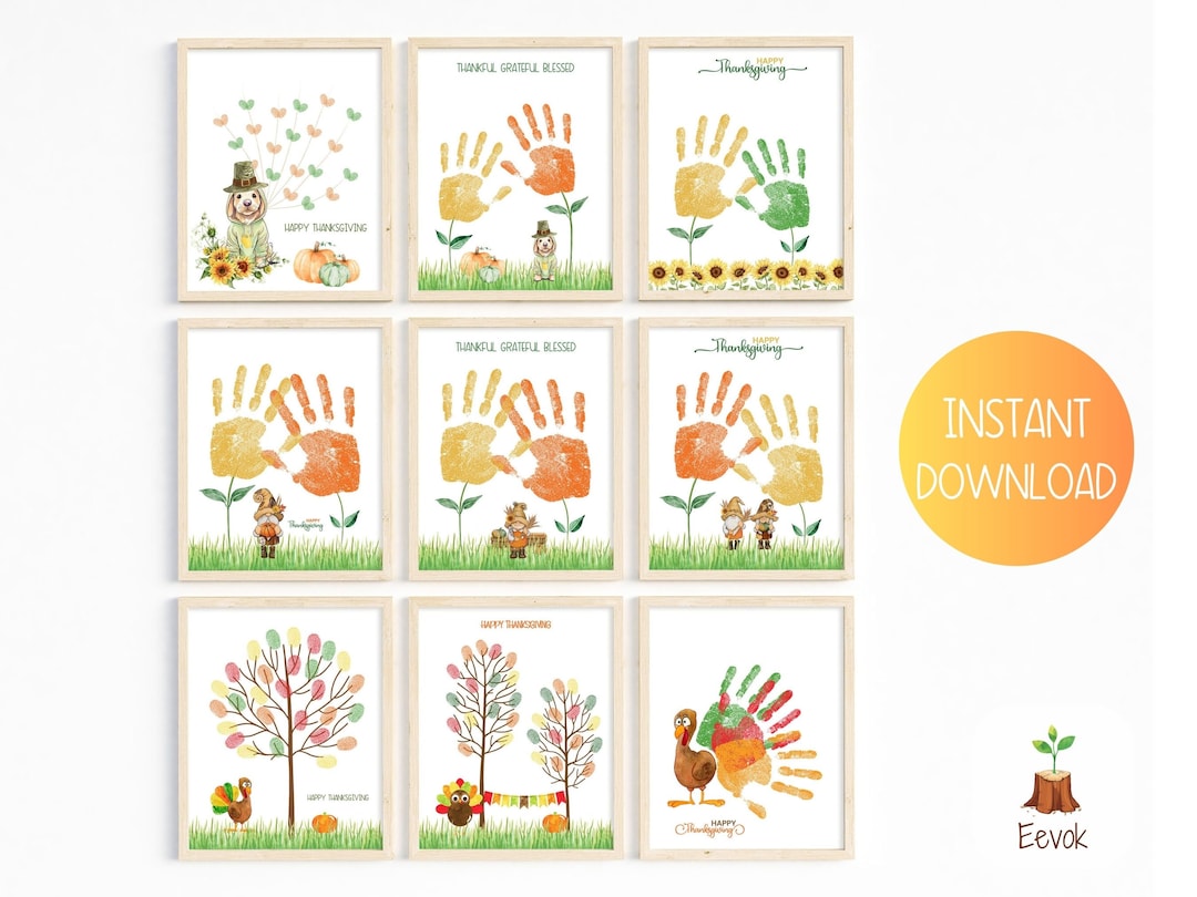 Printable Fall Handprint Craft Bundle, Thanksgiving Handprint Art ...