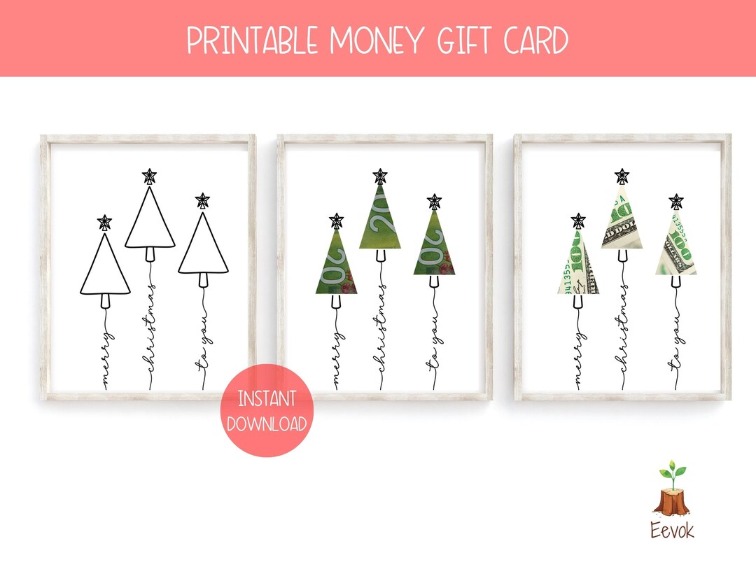 Printable Christmas Money Card, Money Holder Card, Christmas Handmade ...