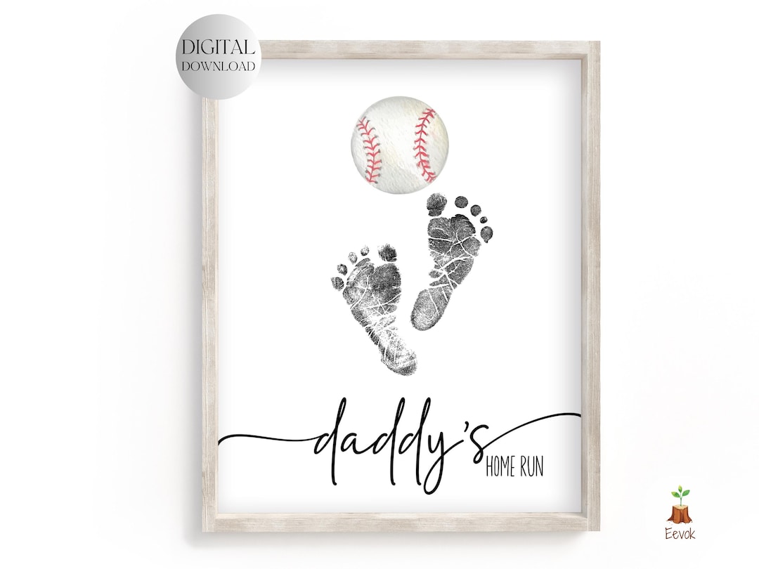 PRINTABLE Baseball Handprint Craft, Fathers Day Baseball Footprint ...