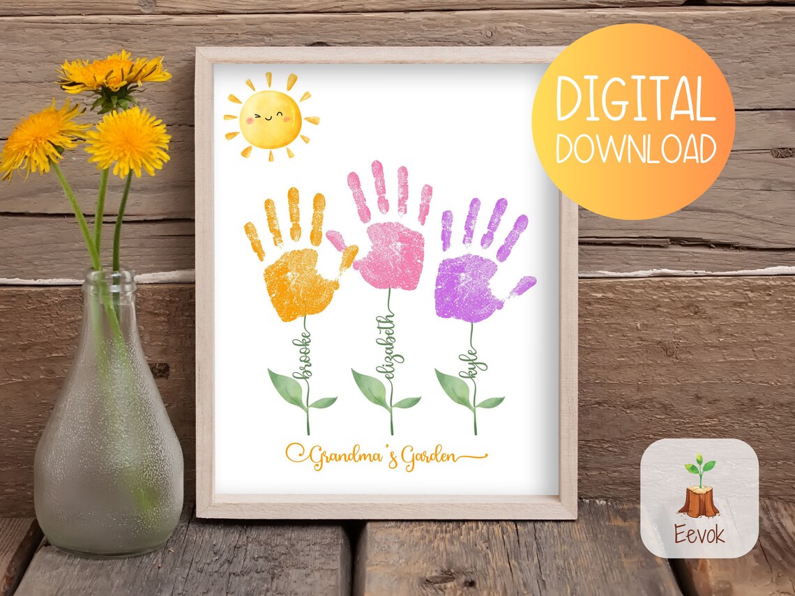 Grandparents Day Handprint Craft Personalized Card, Printable Gift for ...