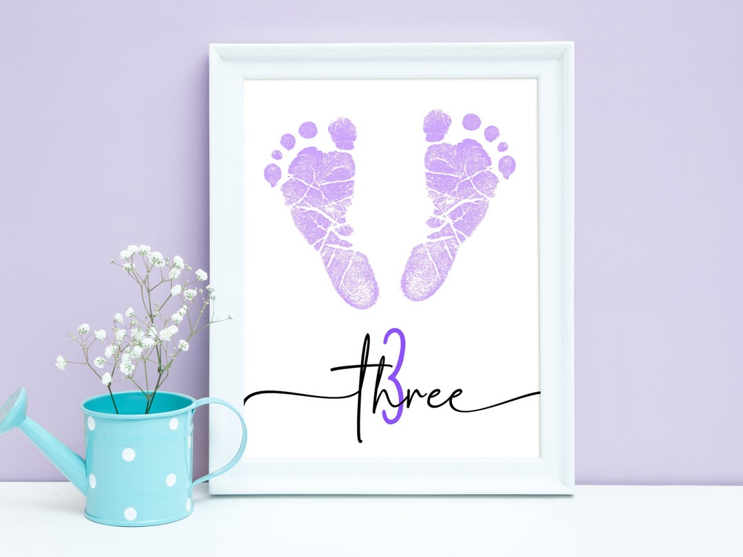 Printable Baby's 3rd Birthday Milestone, Three Years Old, Handprint ...