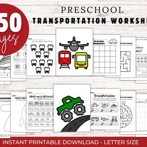 Transportation Preschool Printable Activities, Toddler Busy Book, Boys ...