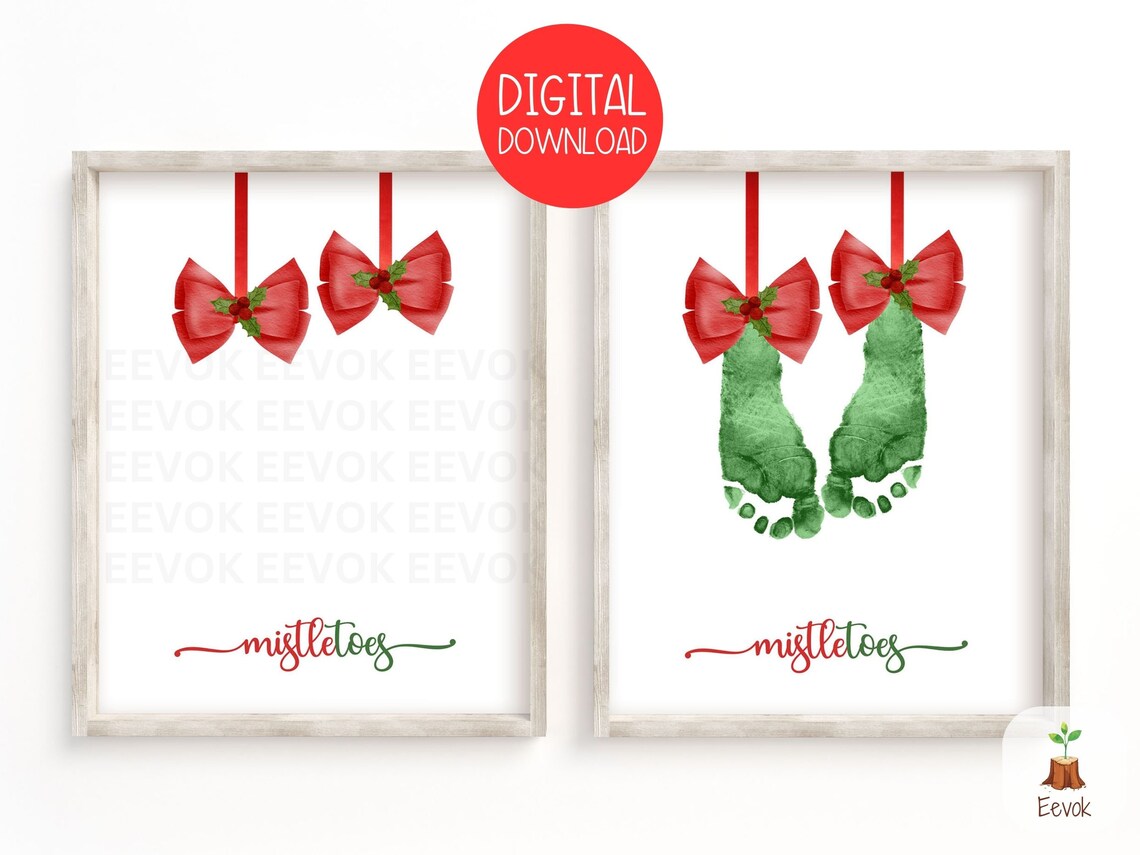 My First Christmas Printable Wall Art, Baby Footprint Art, Personalized ...