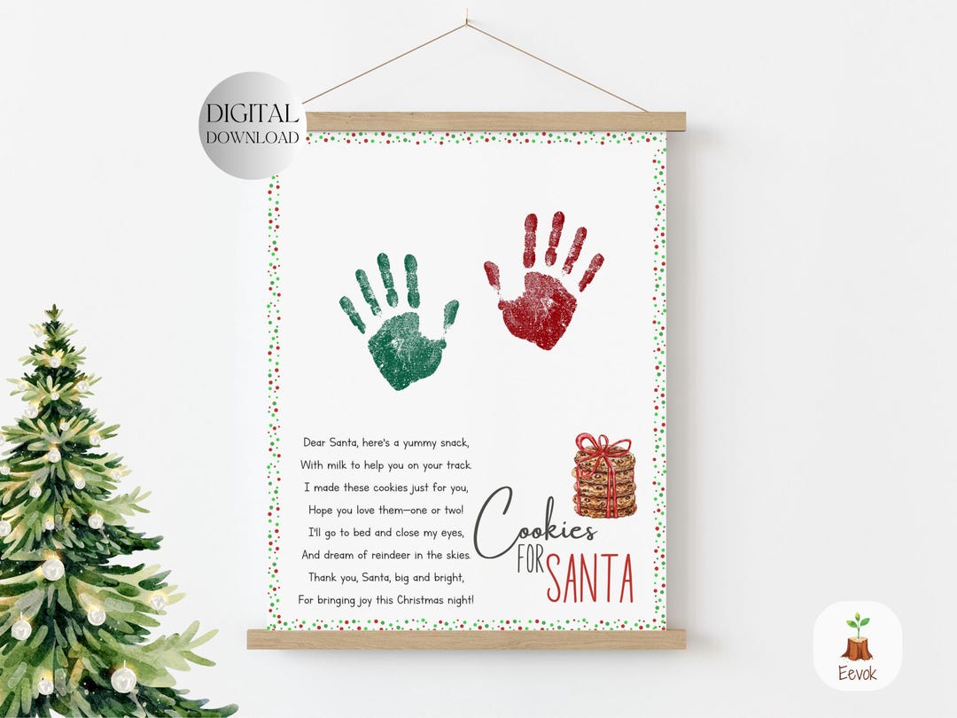PRINTABLE Christmas Handprint Craft Xmas Footprint Art, Cookies for ...