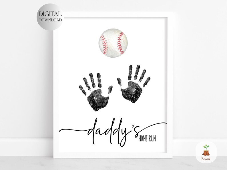 PRINTABLE Baseball Handprint Craft, Fathers Day Baseball Footprint ...