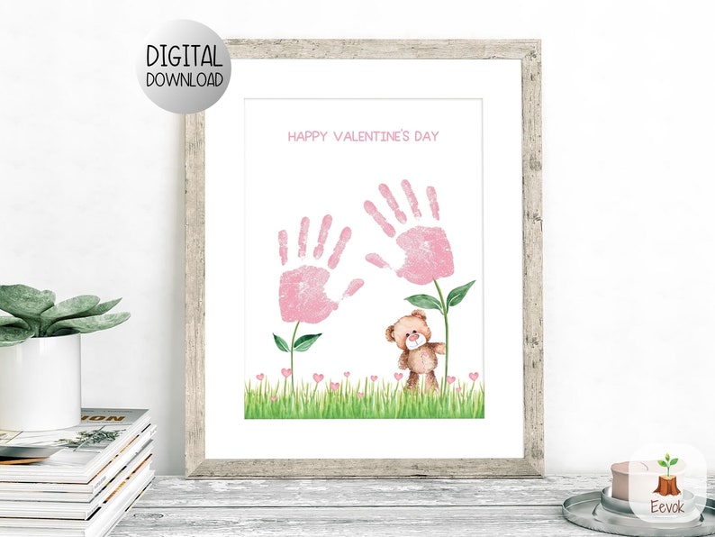 Printable Valentines Day Handprint Craft, Valentine's Day Craft for ...