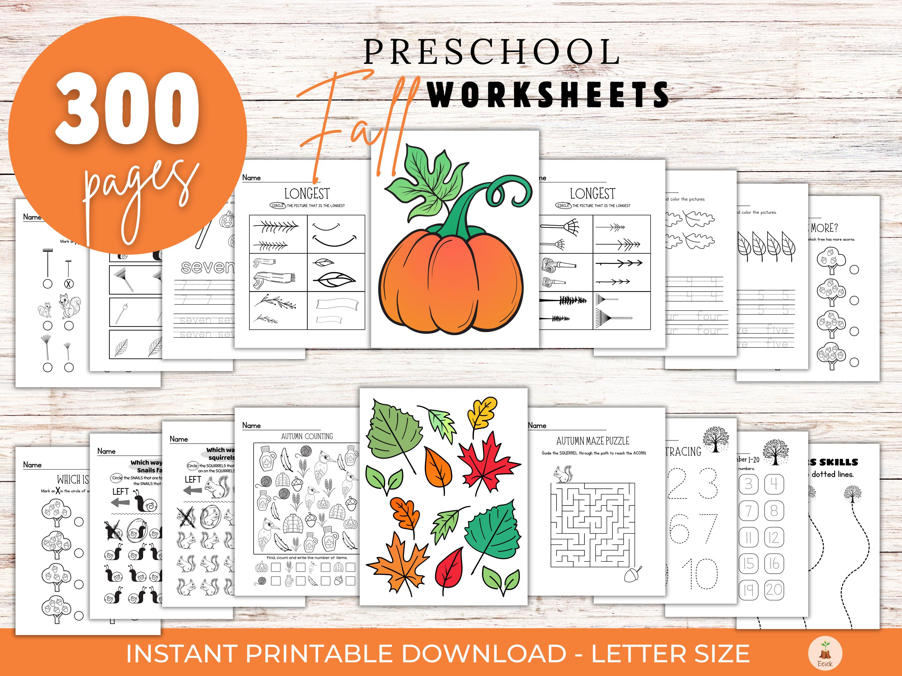 PRINTABLE Preschool Fall Worksheets Autumn Activities Fall Busy Book ...