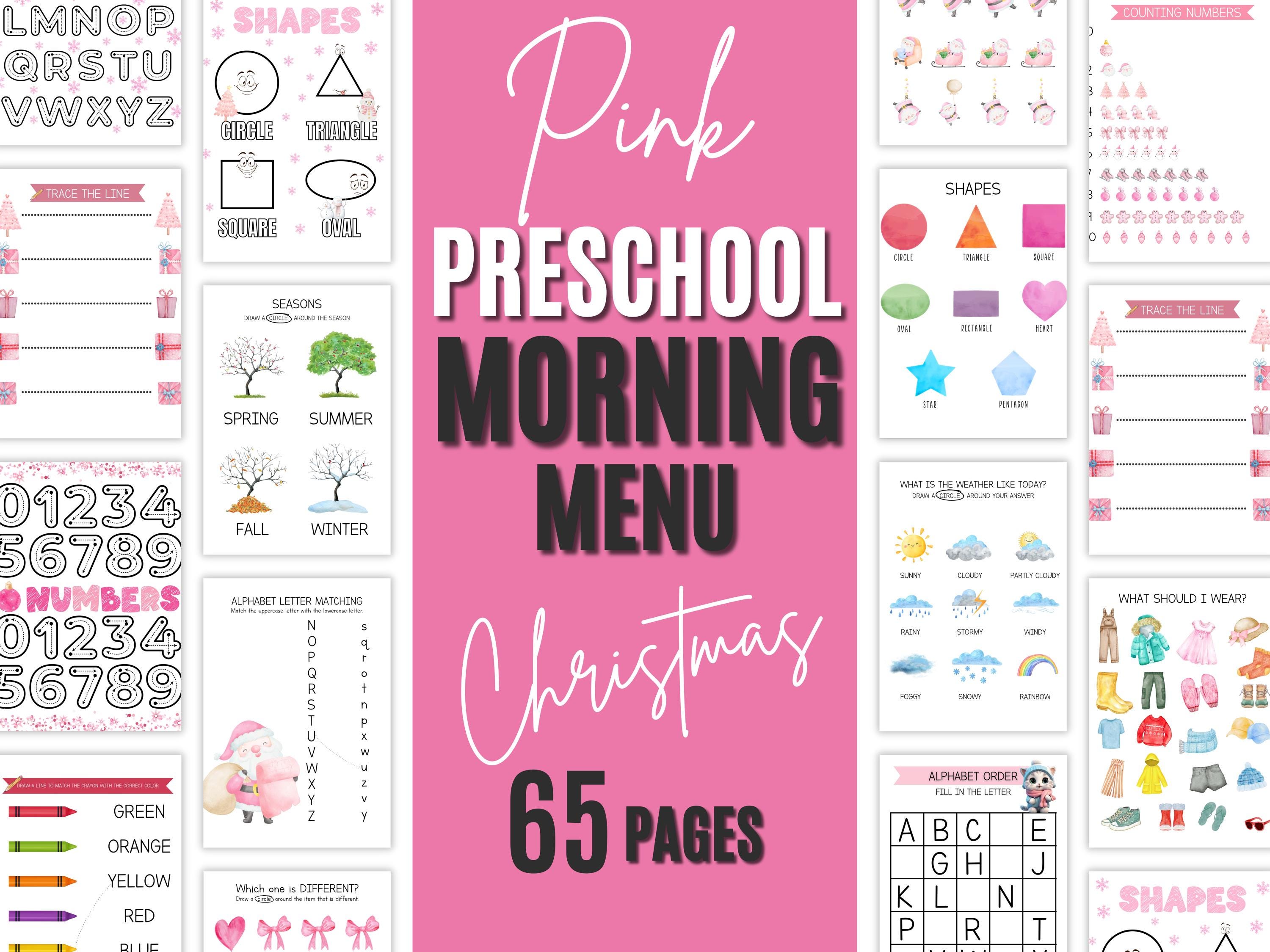 Printable Pink Christmas Morning Menu, Homeschool Unit Study, Preschool ...